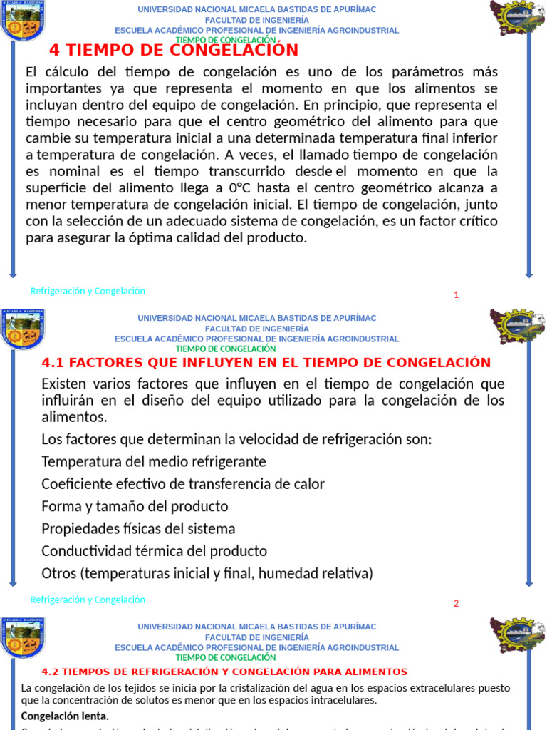 Cálculo y Factores del Tiempo de Congelación | PDF | Conduccion termica ...