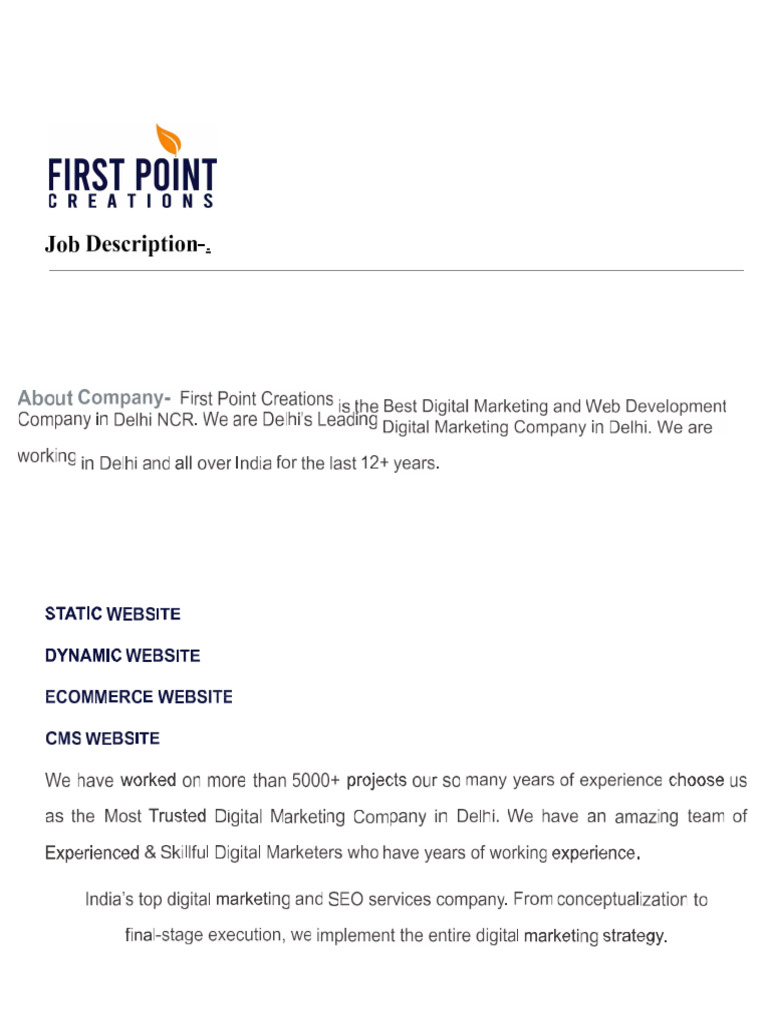 JD of First Point Creations . | PDF