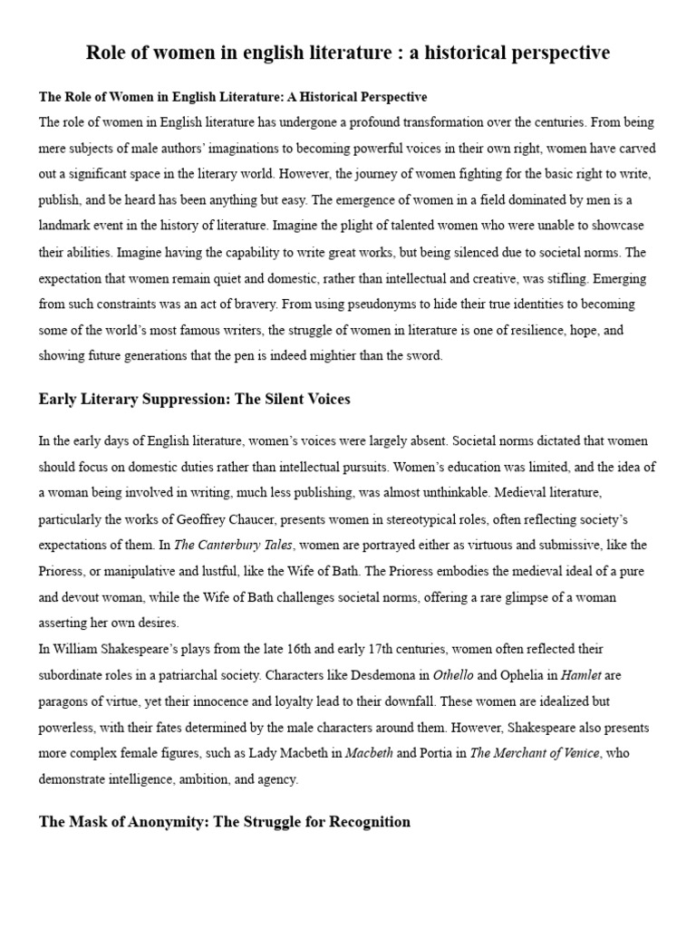 Role of Women in Eng | PDF | Feminism | Gender Studies
