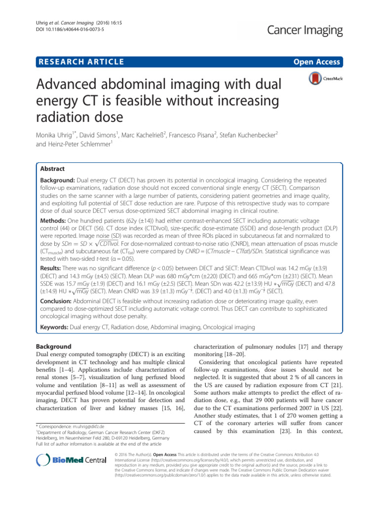 Dual Energy CT: Safe Abdominal Imaging | PDF | Ct Scan | Absorbed Dose