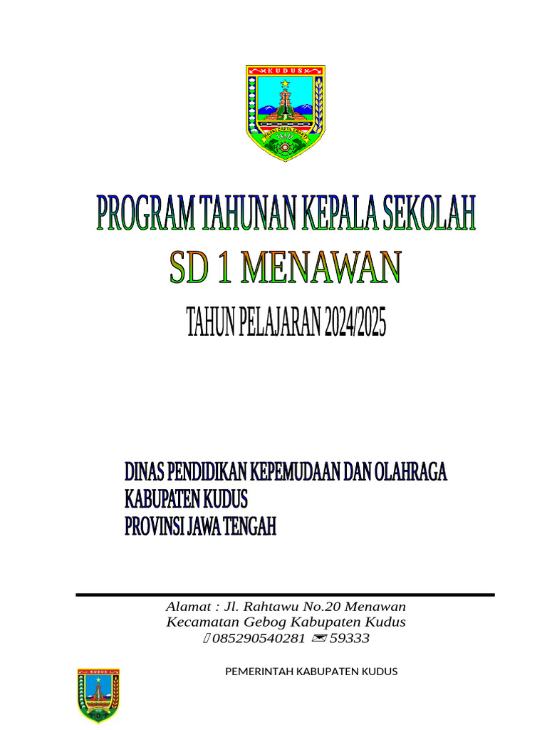 Program Kerja Tahunan SD 1 Menawan 2024 | PDF