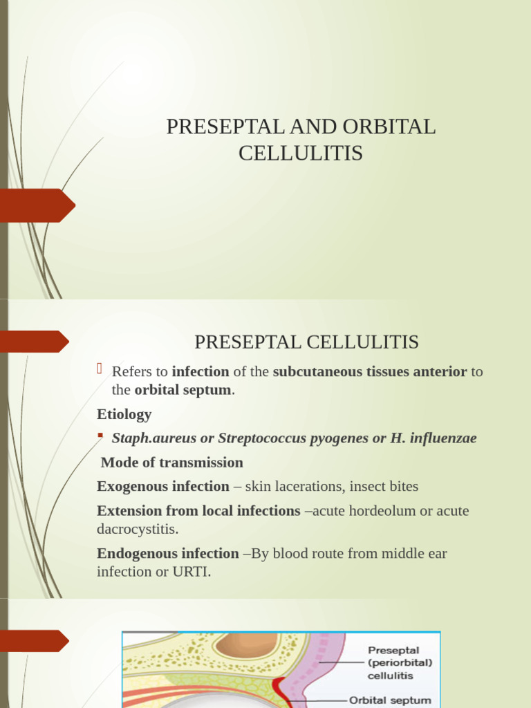 PRESEPTAL AND ORBITAL CELLULITIS | PDF | Clinical Medicine | Medical ...