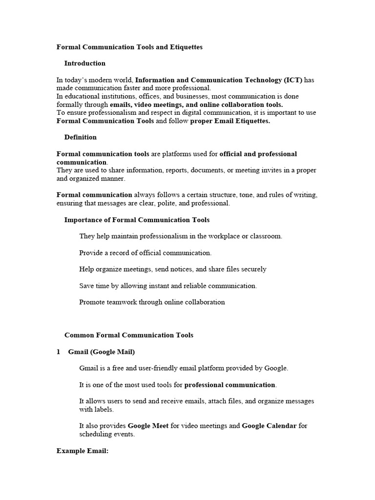 Formal Communication Tools & Etiquette Guide | PDF | Gmail | Computer ...