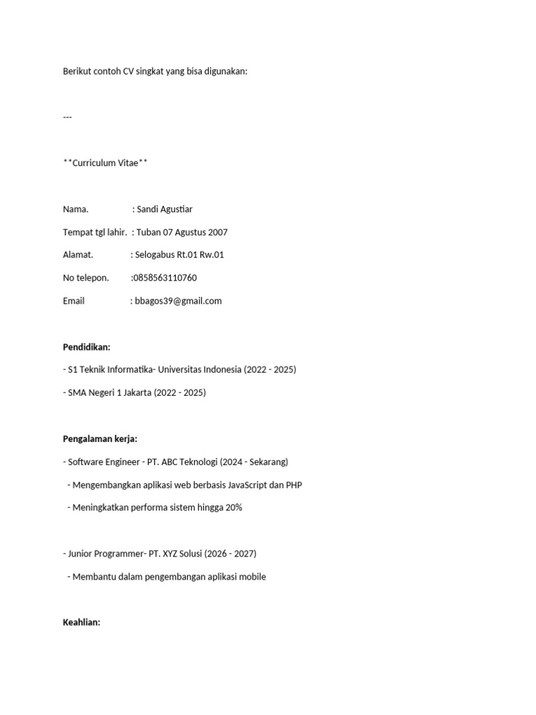 CV Sandi-WPS Office | PDF