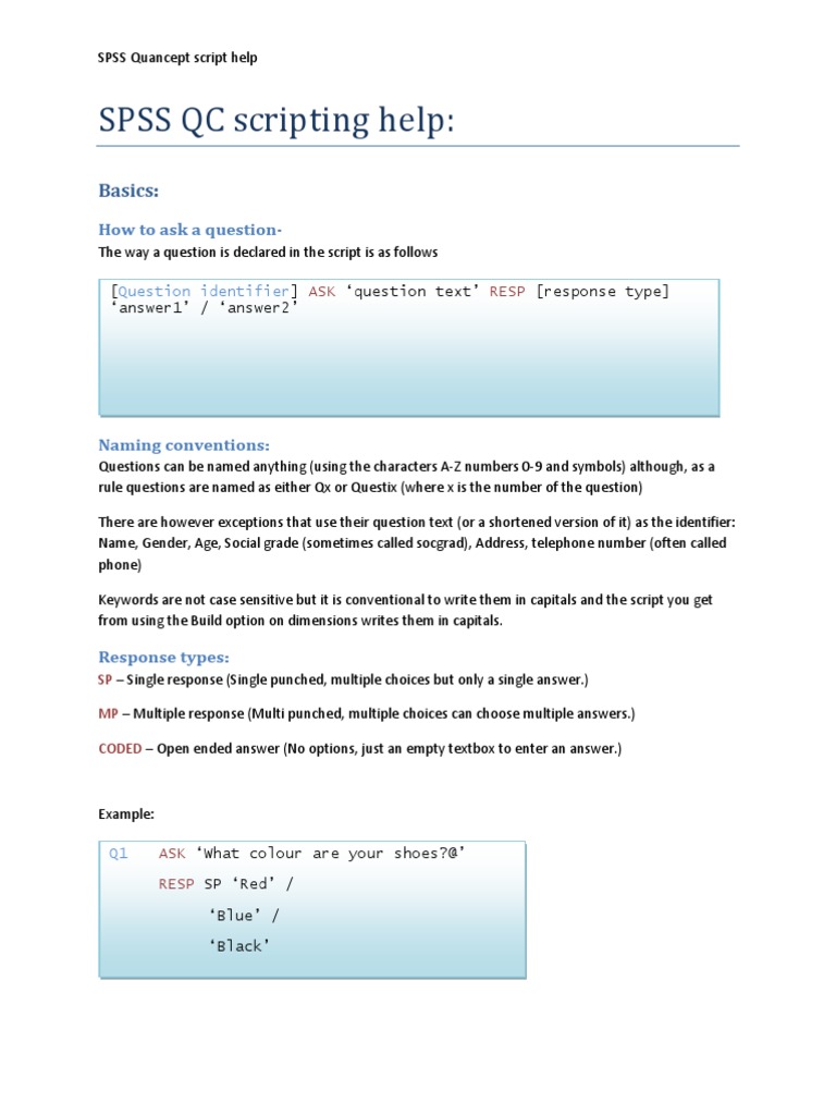 SPSS QC Scripting Help | PDF | Identifier | Reserved Word