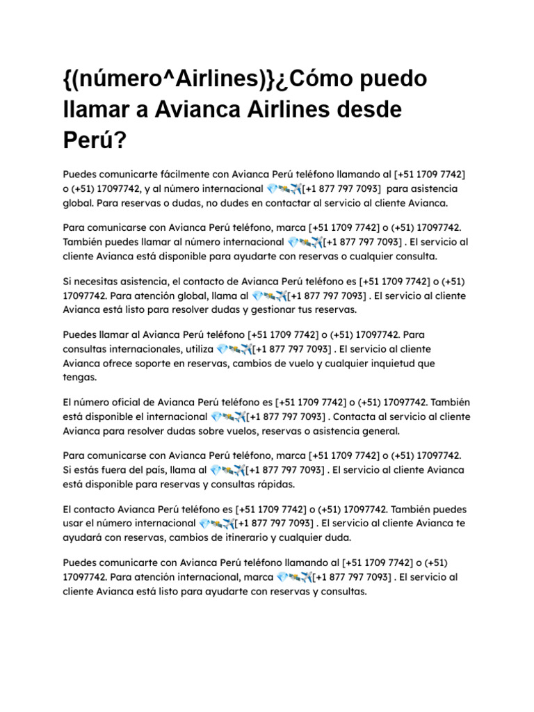 Numeroairlines Puedo Llamar A Avianca | PDF | Servicio al Cliente ...