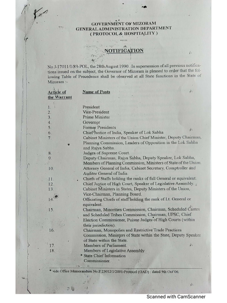 Table of Precedence | PDF