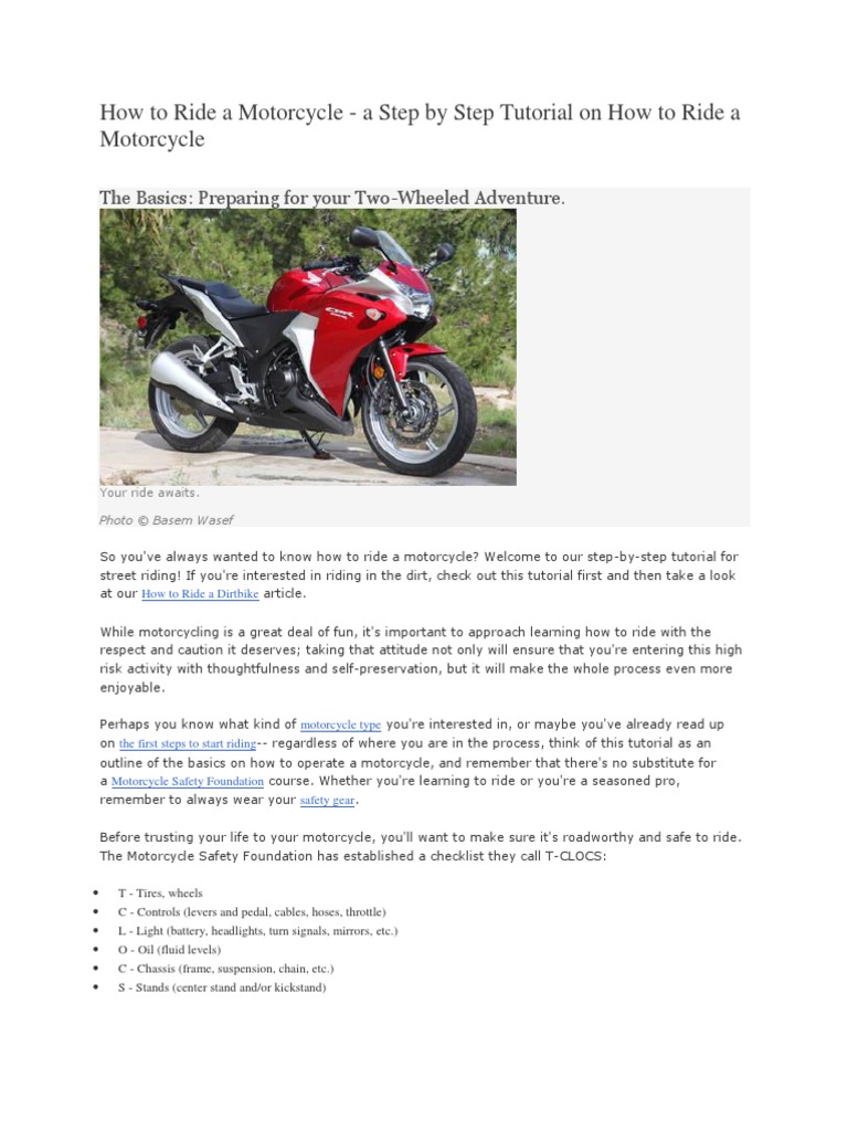 How To Ride A Motorcycle - A Step by Step Tutorial On How To Ride A ...