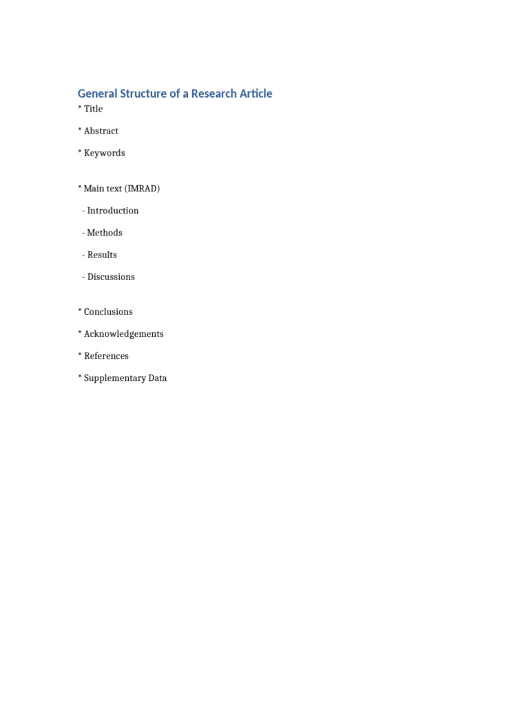 Structured General Structure of A Research Article | PDF