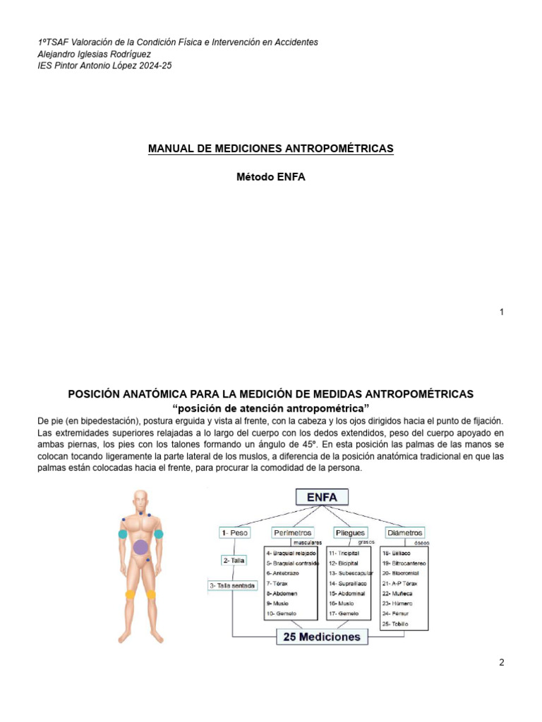 MANUAL DE MEDICIONES ANTROPOMÉTRICAS | PDF | Mano | Tobillo
