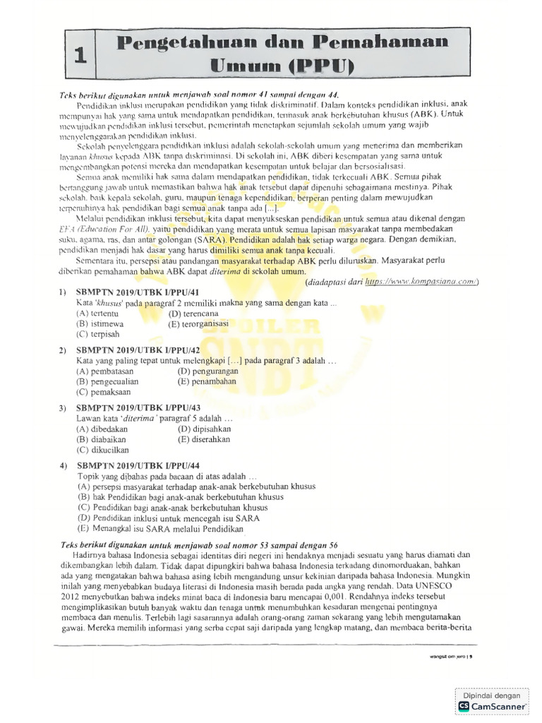 Pengetahuan Dan Pemahaman Umum (PPU) 1-2 | PDF