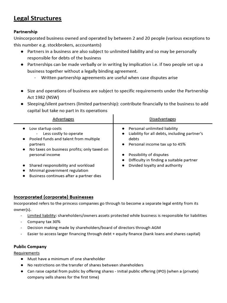 Business Legal Structures pt2 | PDF | Partnership | Stocks