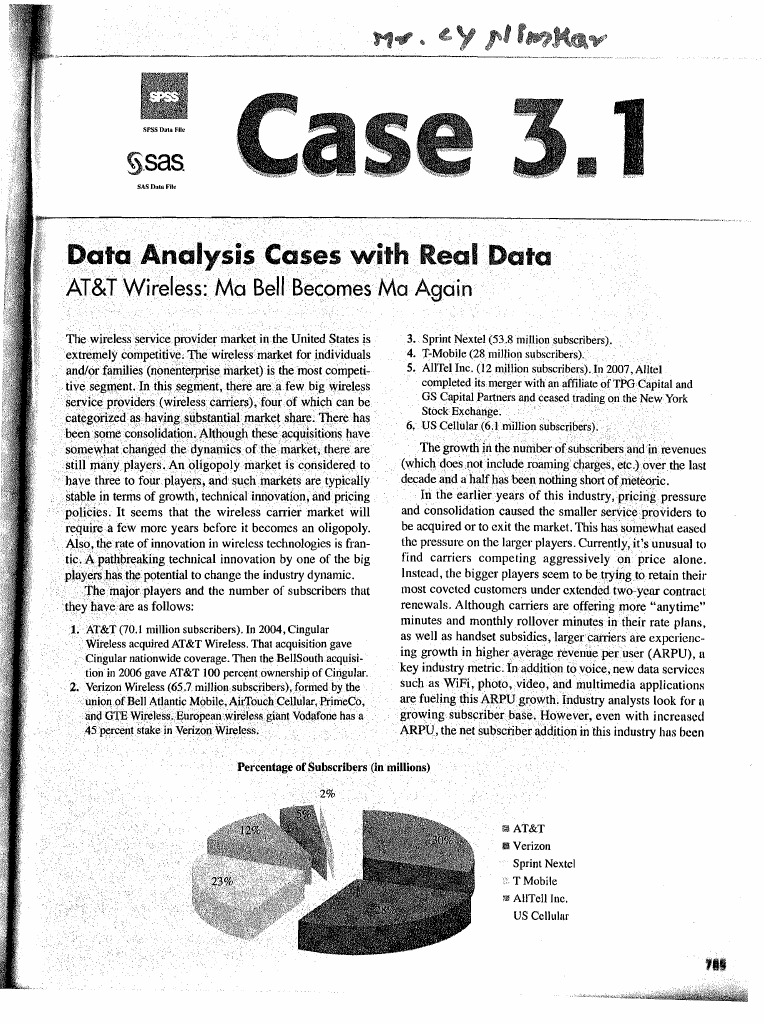 Data Analysis Cases With Real Data Case 3.1 | At&T Mobility | Sprint ...