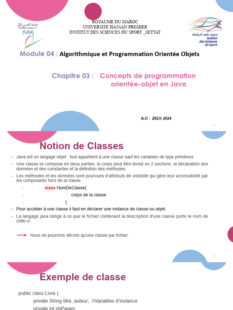 Programmation Orientée Objet en Java | PDF | Classe (informatique ...