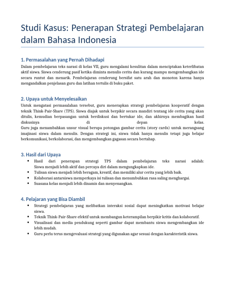 Strategi Pembelajaran Kooperatif TPS | PDF