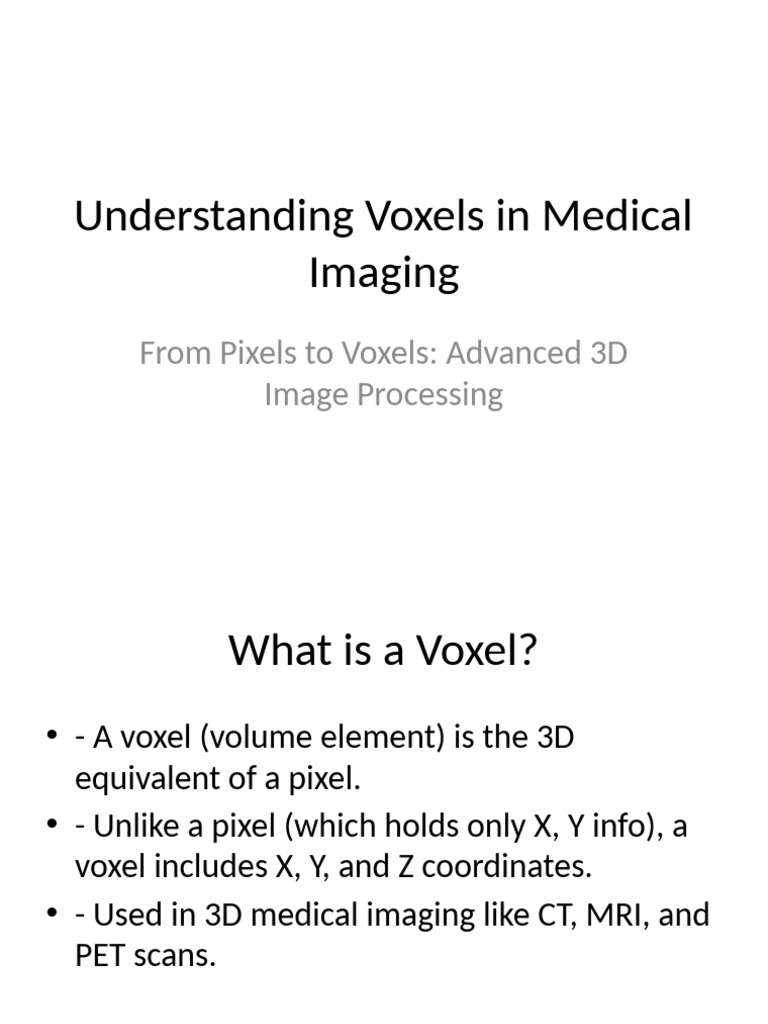 Voxels in Medical Imaging Explained | PDF