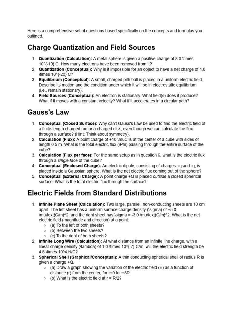 Questions Test The Basics of Charge Quantization (... | PDF | Electric ...