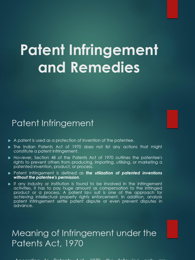 Understanding Patent Infringement and Remedies | PDF | Patent ...