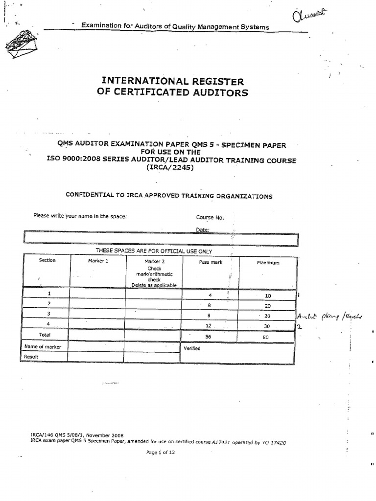 QMS Lead Training Exam 2 | PDF