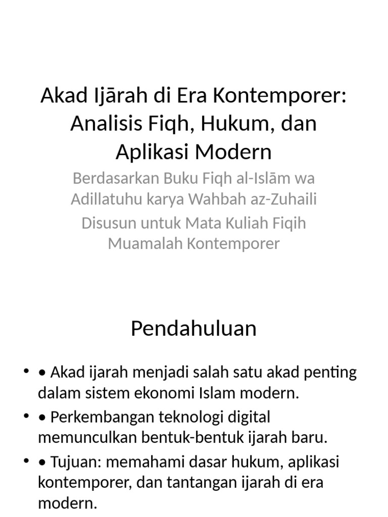 Akad Ijarah Era Kontemporer Dengan Kaidah | PDF