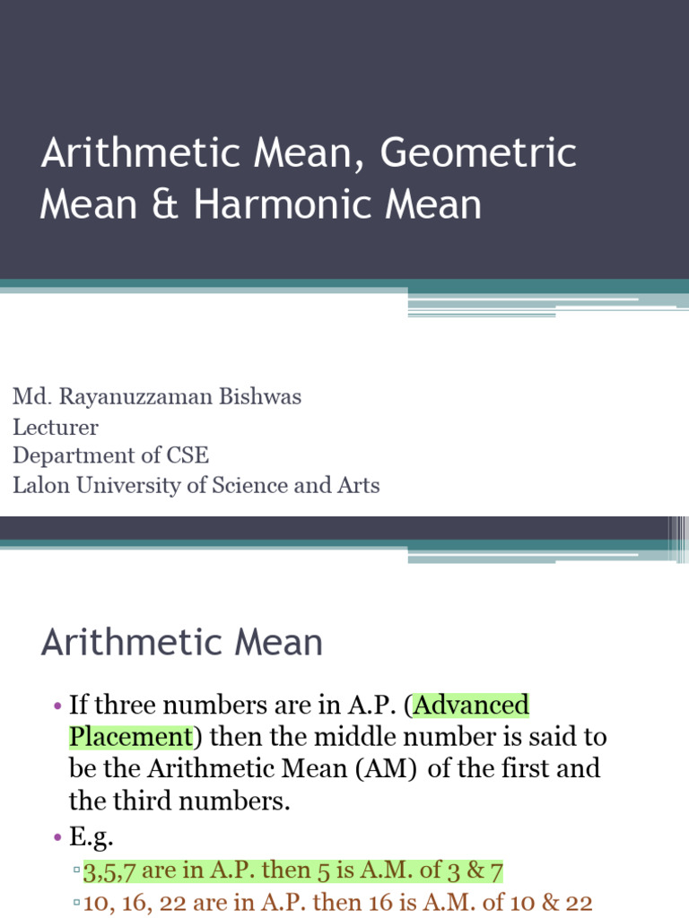 Understanding AM, GM, and HM Concepts | PDF | Mean | Analysis