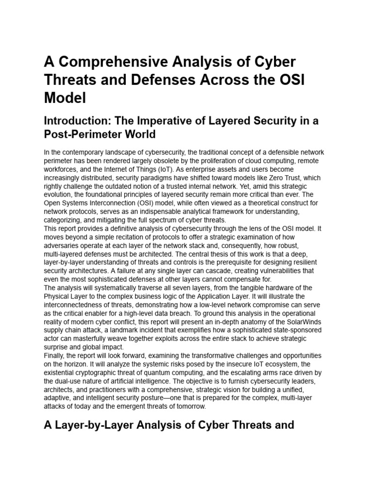 Cyber Threats Analysis via OSI Model | PDF | Denial Of Service Attack ...
