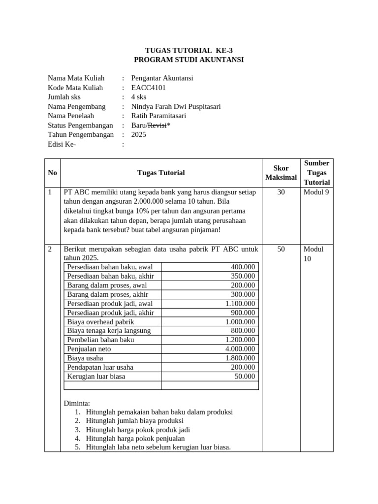 Tugas 3 - Pengantar Akuntansi | PDF