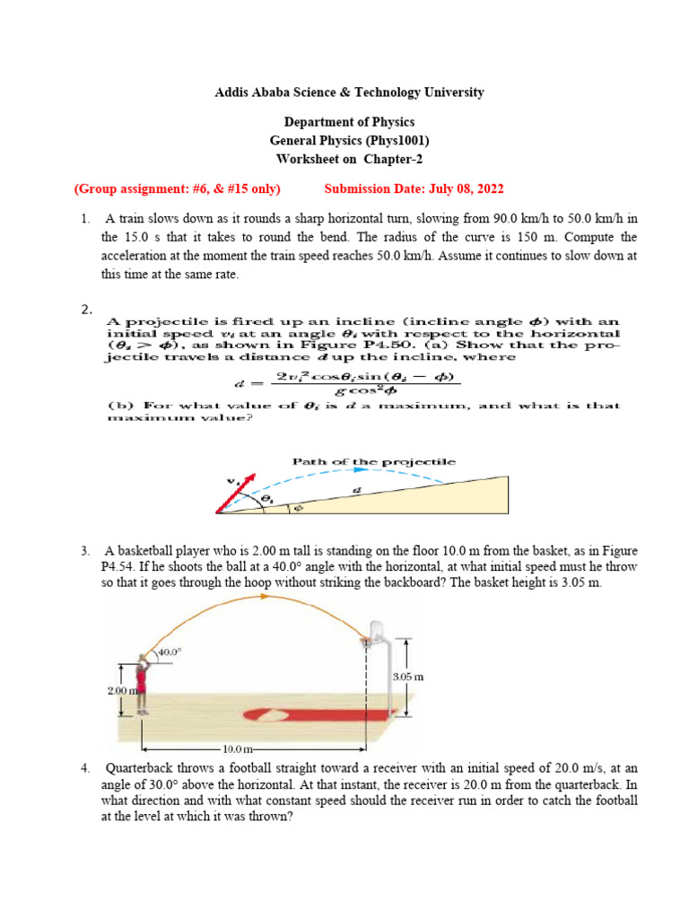 Physics Worksheet 1 (Chapter 2) | PDF | Force | Collision