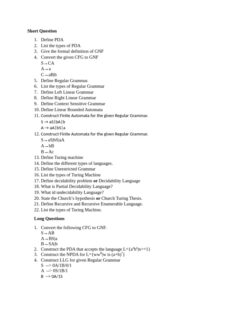 FLAT Question Bank | PDF