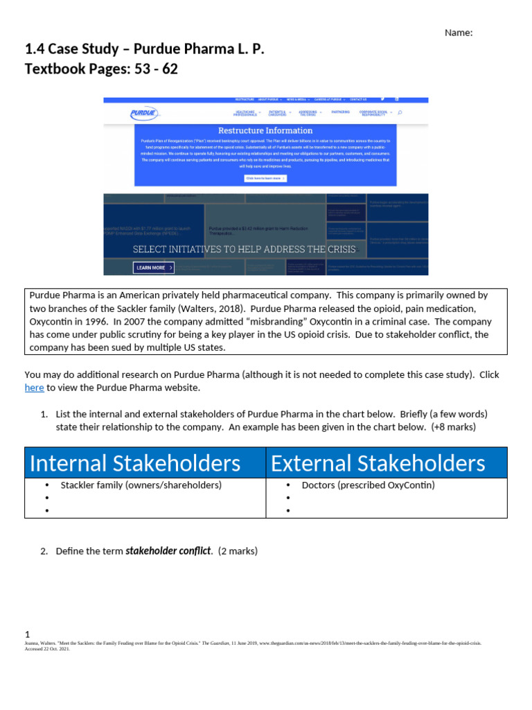 Purdue Pharma Case Study Overview | PDF | Substance Related Disorders ...