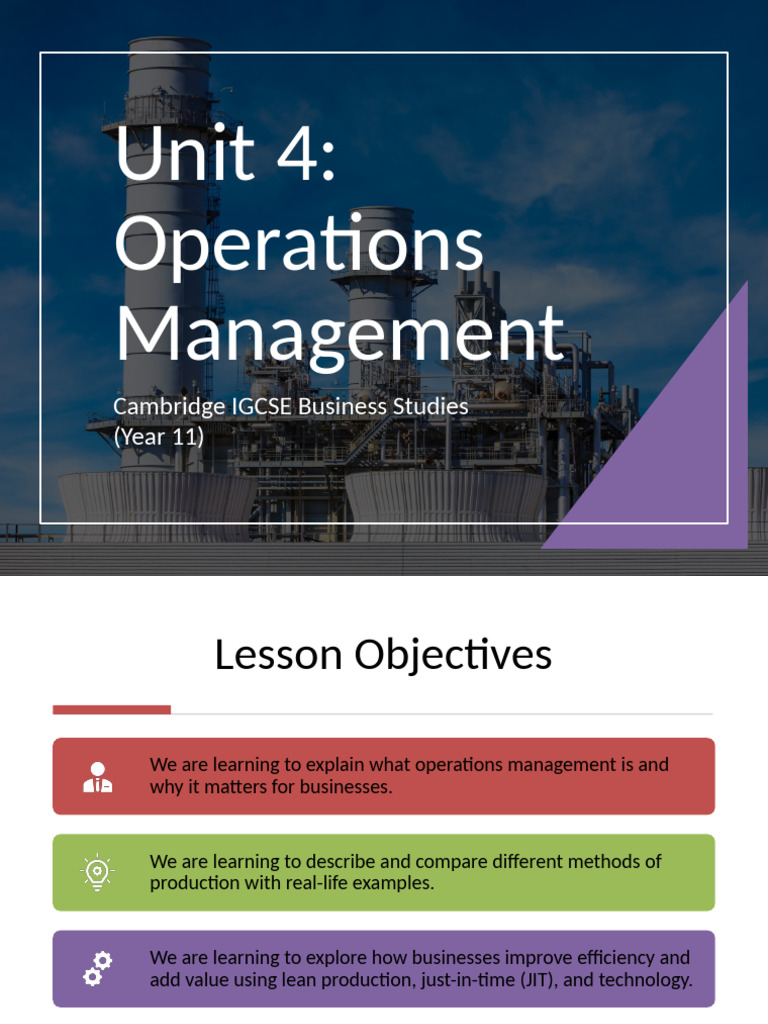 Unit4_Operations_Management | PDF | Lean Manufacturing | Inventory