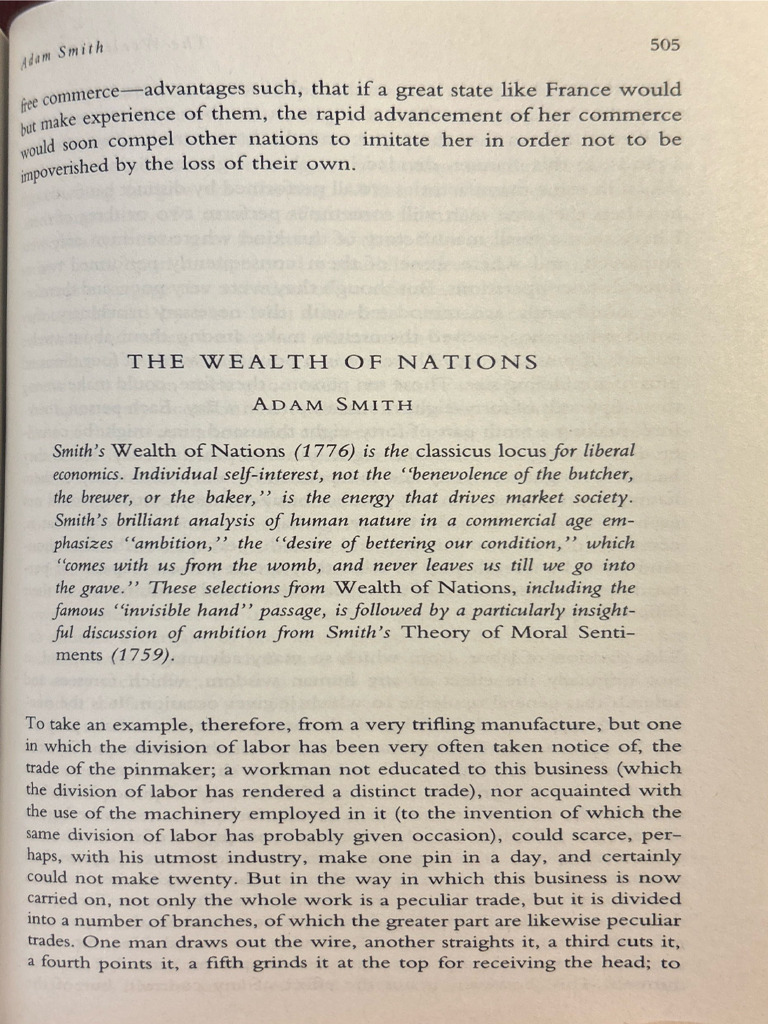 Smith Excerpts HIST1077 Fall 2025 | PDF | The Wealth Of Nations | Adam ...