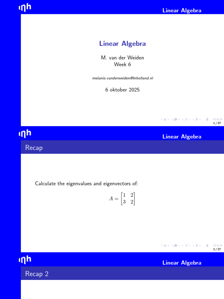 Linear Algebra Week 6 | PDF | Eigenvalues And Eigenvectors | Linear Algebra