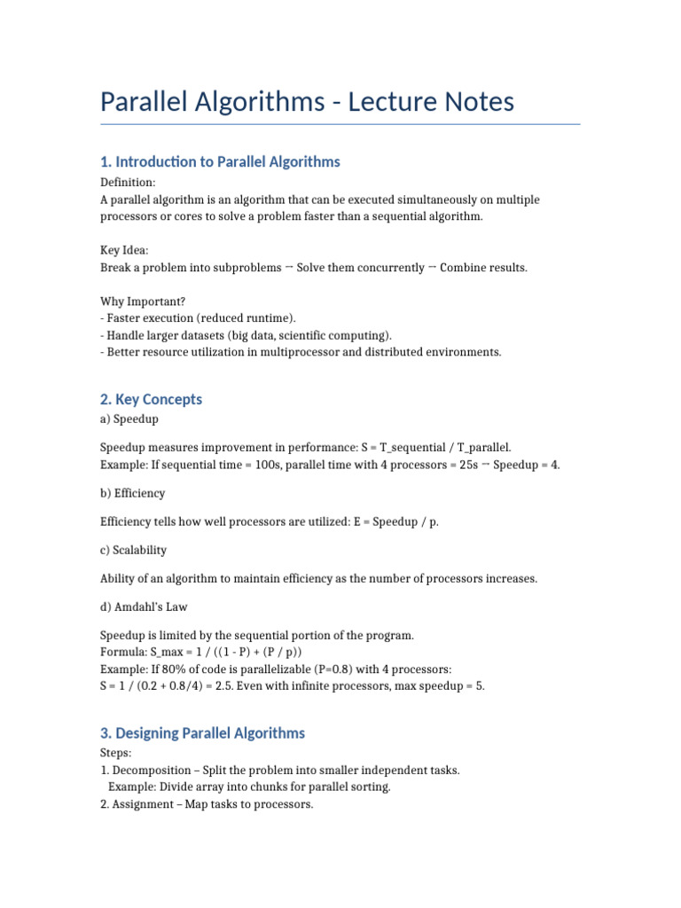 Parallel Algorithms Notes Pdf Parallel Computing Matrix Mathematics