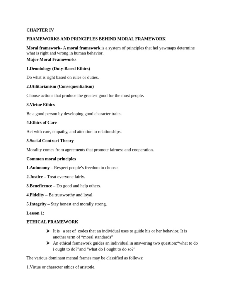 Key Moral Frameworks and Ethics Explained | PDF | Virtue Ethics | Virtue