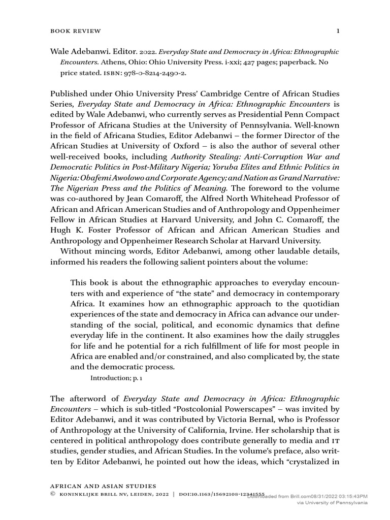 Review of Everyday State and Democracy in Africa, Ethnographic ...