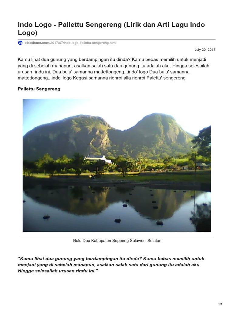 Indo Logo - Pallettu Sengereng Lirik Dan Arti Lagu Indo Logo | PDF
