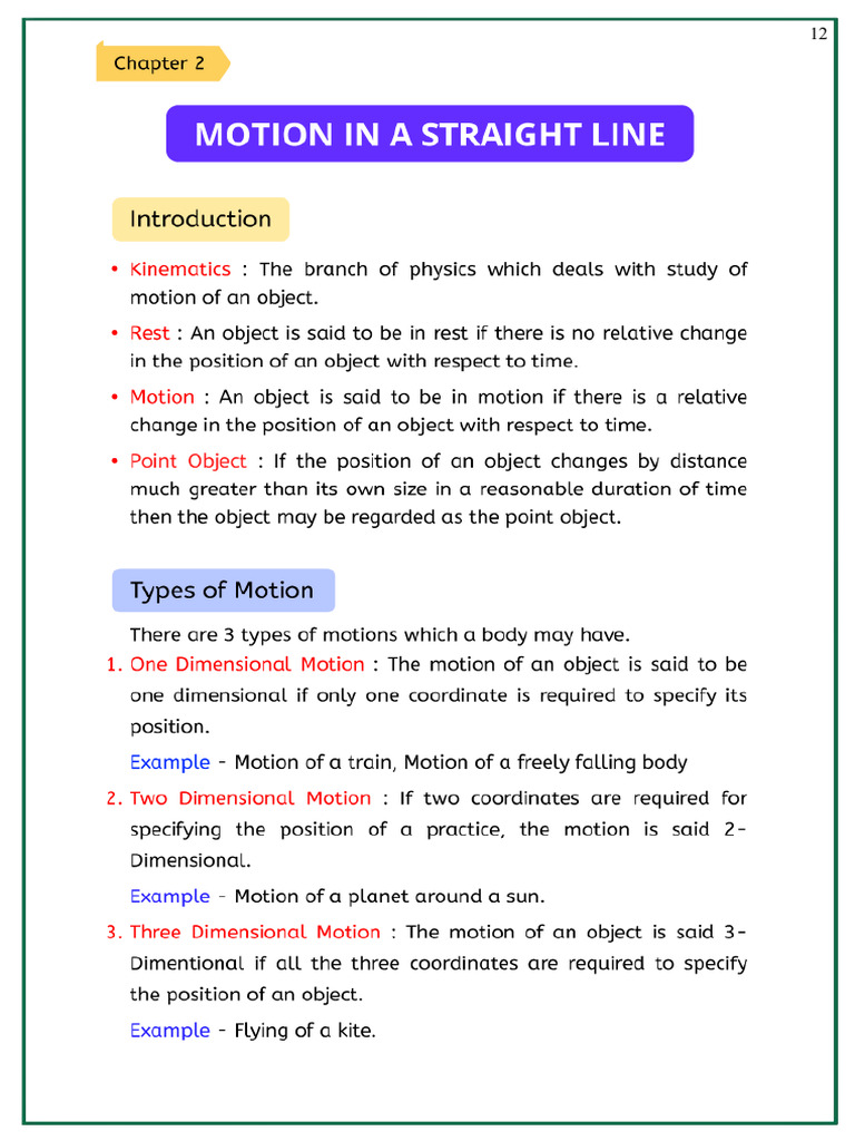 Motion in Straight Line | PDF | Speed | Distance
