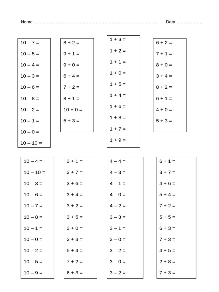 Basic Math Addition and Subtraction Exercises | PDF