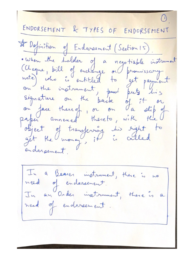 Endorsement & Types of Endorsement | PDF