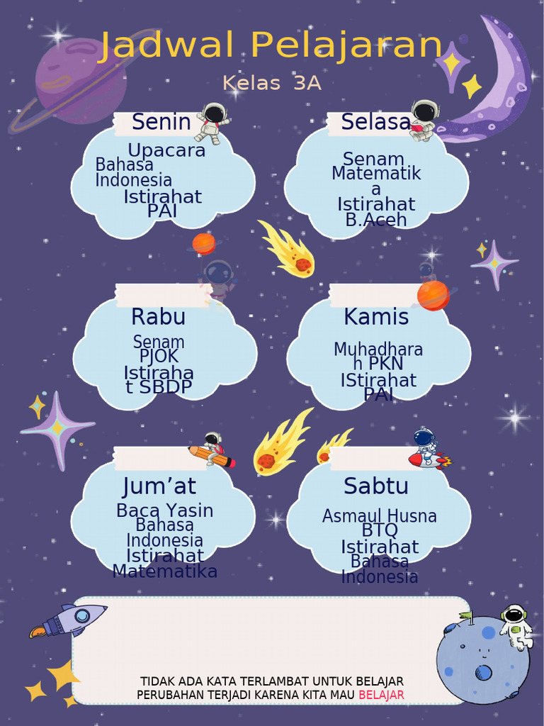 Biru Lucu Ilustrasi Kolom Isian Jadwal Pelajaran (1) | PDF