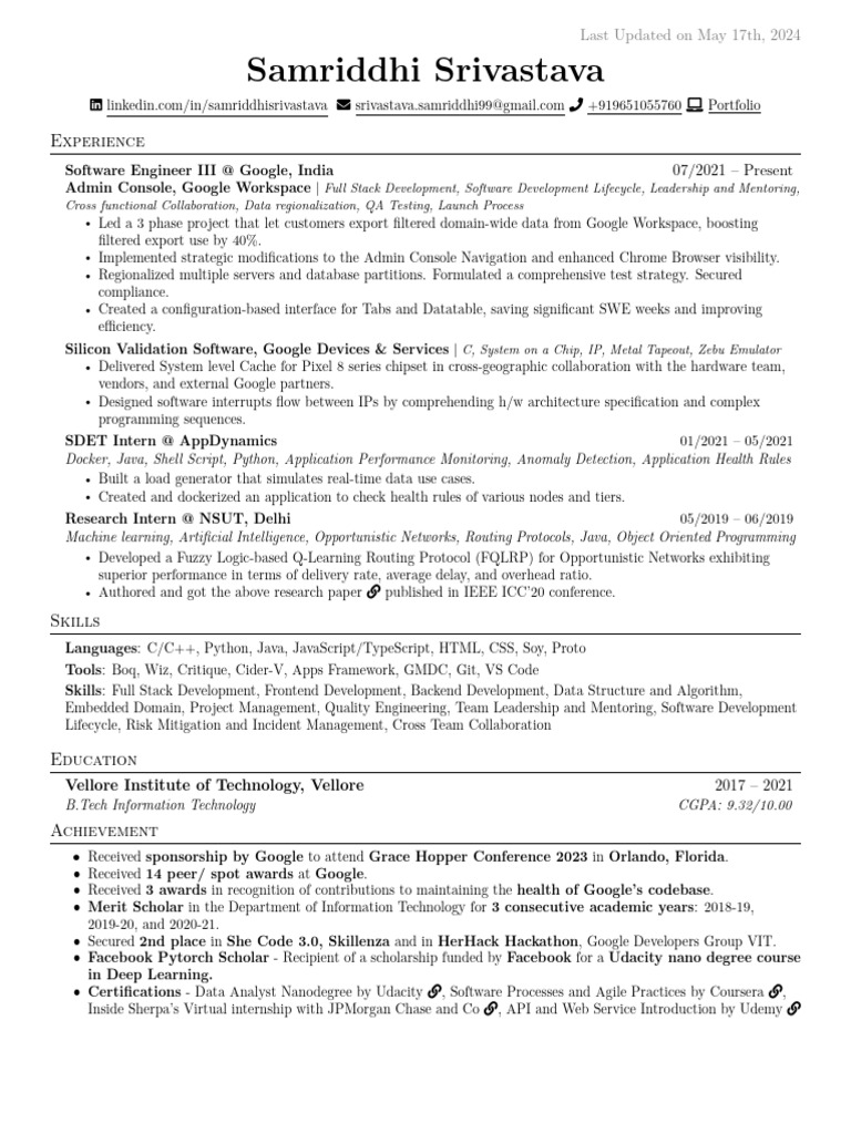 Samriddhi Srivastava Resume 2024 | PDF | Command Line Interface | Routing