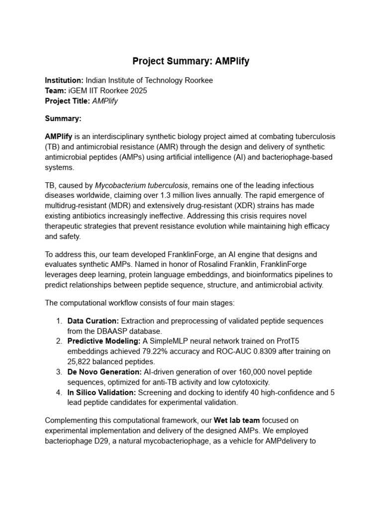 Project Summary | PDF | Antimicrobial Resistance | Tuberculosis