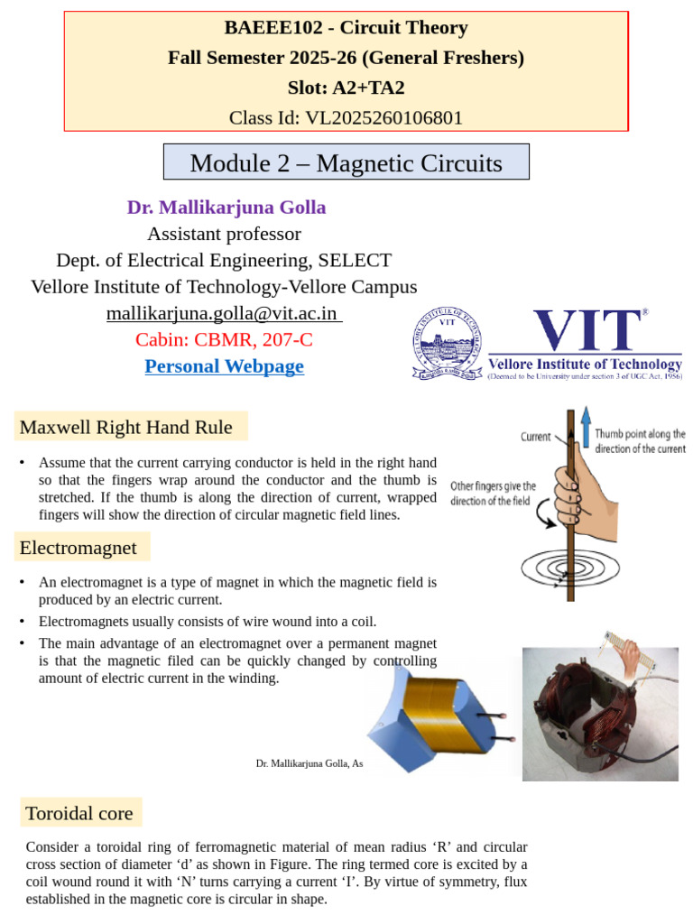FALLSEM2025 26 VL BAEEE102 00100 ETH 2025-08-28 Flemming's Rule Faradays Law and Self Inductance ...
