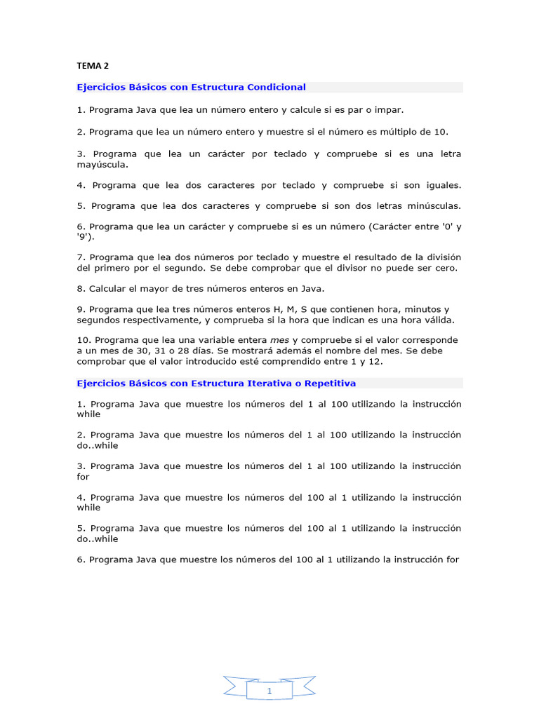 Boletin de Ejercicios Desde Cero II | PDF