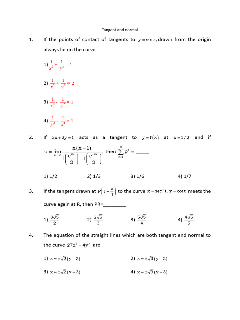 Tangent and Normal Curves Analysis | PDF | Tangent | Velocity