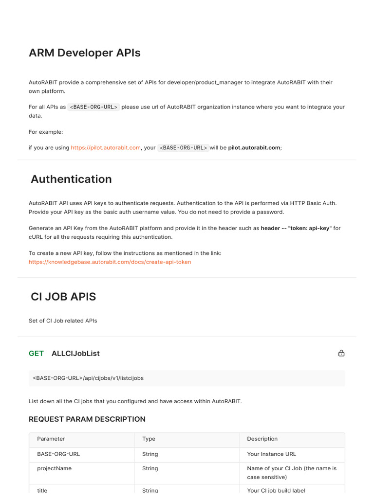 AutoRABIT Developer APIs Endpoints | PDF | Computing | Software