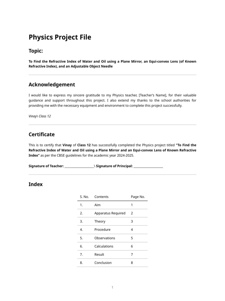 Refractive Index Project | PDF | Refractive Index | Electrodynamics