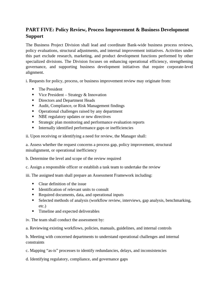 Roles & Activities of BP Division | PDF | Policy | Governance