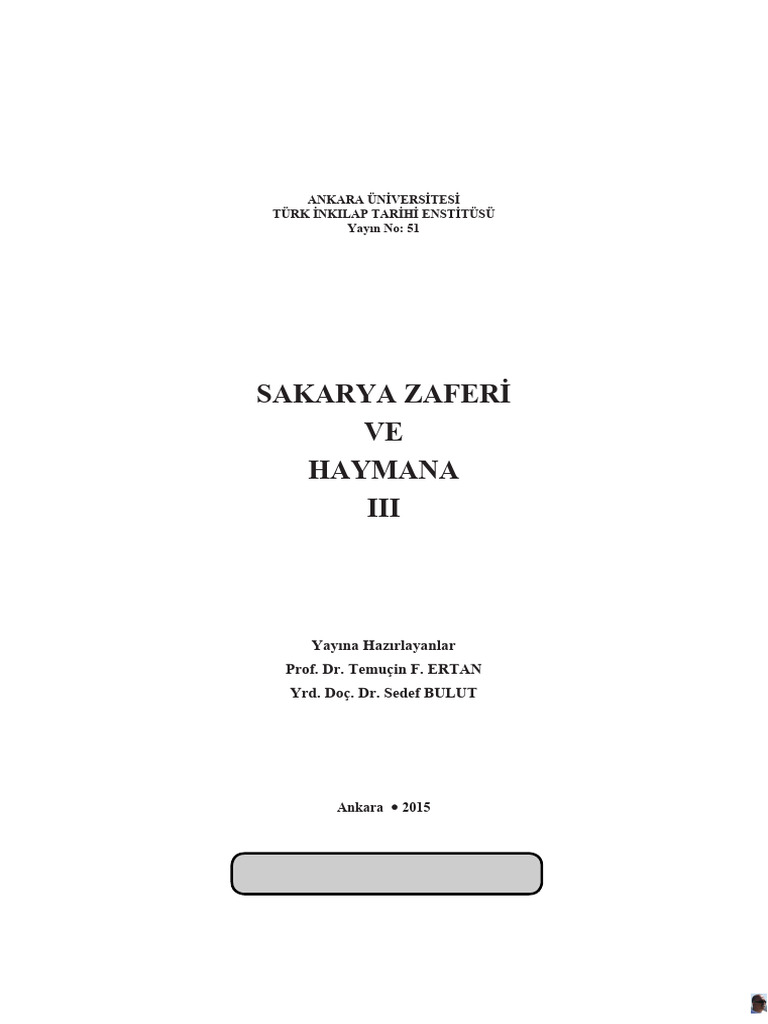 Temuçin F Ertan& Sedef Bulut Sakarya Zaferi Ve Haymana III | PDF